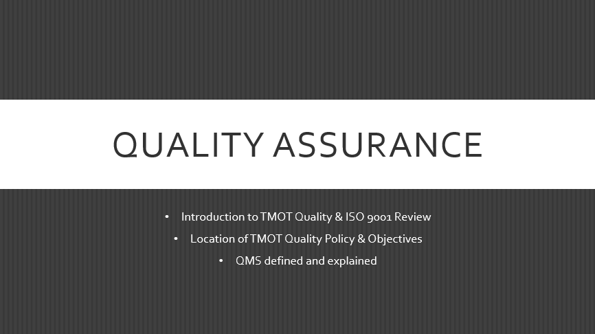 QUALITY ASSURANCE INTRODUCTION | Take the Quiz | QuizMaker